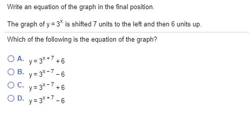Solved Write an equation of the graph in the final position. | Chegg.com
