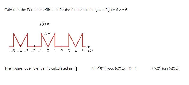 Solved Calculate the Fourier coefficients for the function | Chegg.com