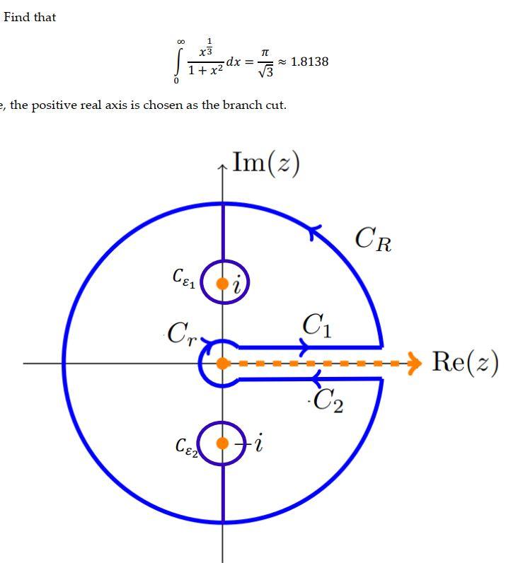 Solved Find that ∫0∞1+x2x31dx=3π≈1.8138 , the positive real | Chegg.com