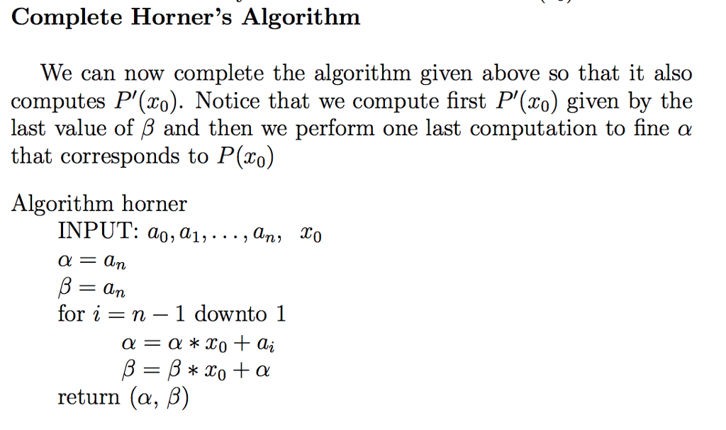 Solved Complete Horner's Algorithm We can now complete the | Chegg.com
