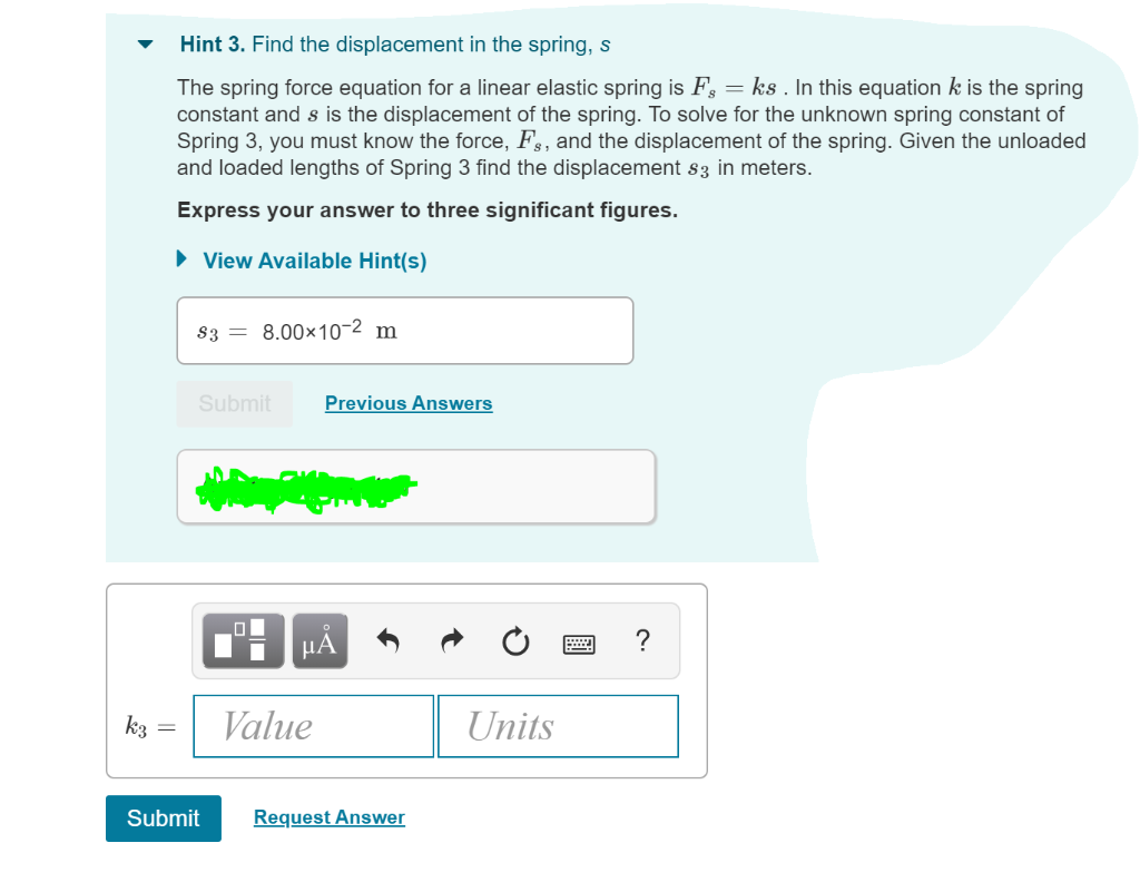 Solved Part C- Finding the spring constant As shown, Spring | Chegg.com