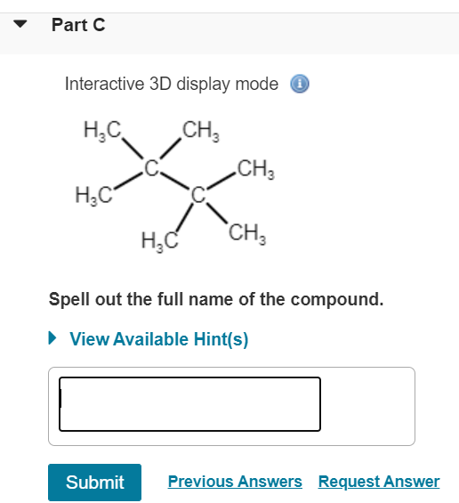 Solved Part C Interactive 3D display mode HC CH CH2 Н.С HC | Chegg.com