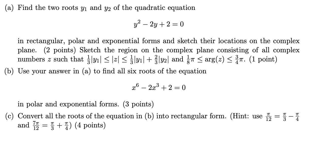Solved (a) Find the two roots y1 and y2 of the quadratic | Chegg.com