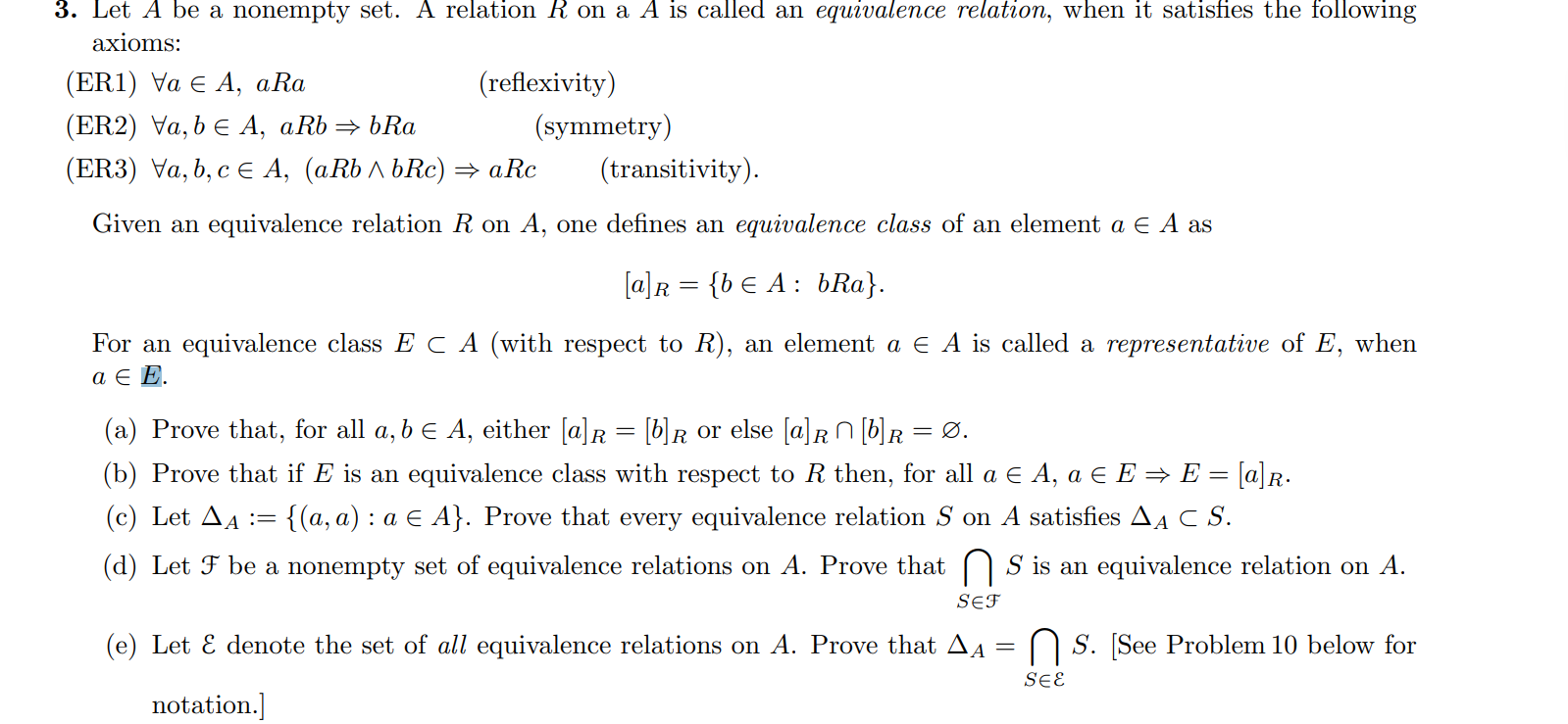 Solved Let A be a nonempty set. A relation R on a A is | Chegg.com