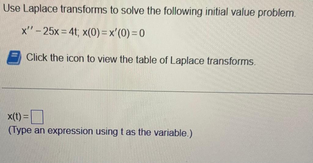 Solved Use Laplace transforms to solve the following initial | Chegg.com