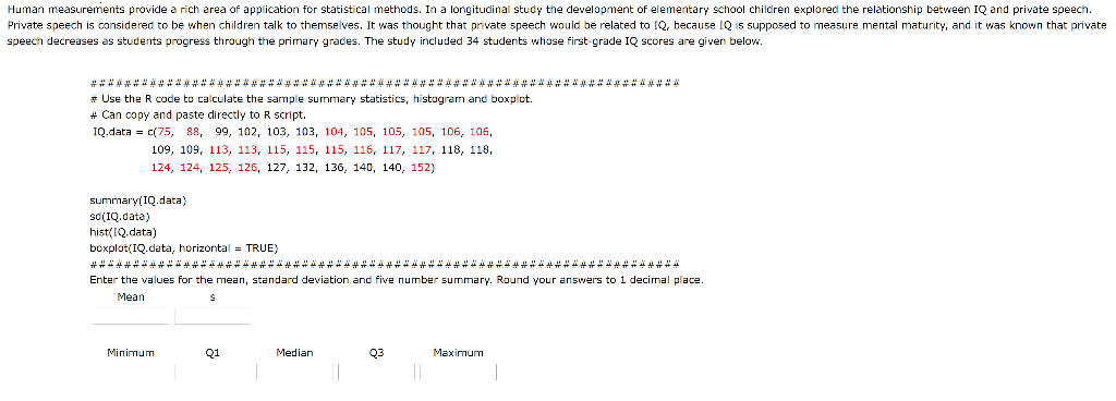 Solved Human measurements provide a rich area of application | Chegg.com