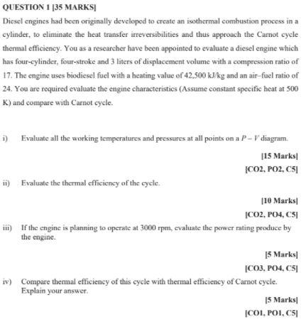 Solved QUESTION 1 |35 MARKS Diesel engines had been | Chegg.com