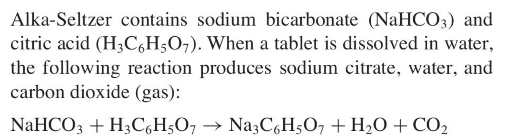 Solved Alka-Seltzer contains sodium bicarbonate (NaHCO3) and | Chegg.com