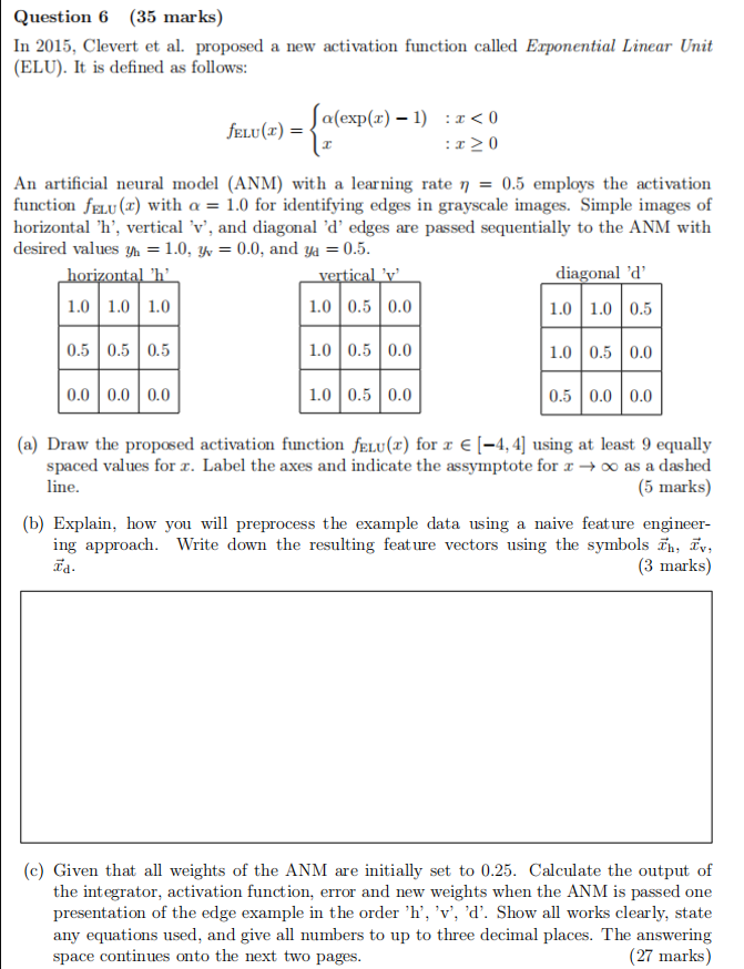 Solved Question 6 (35 ﻿marks)In 2015, ﻿Clevert et al. | Chegg.com