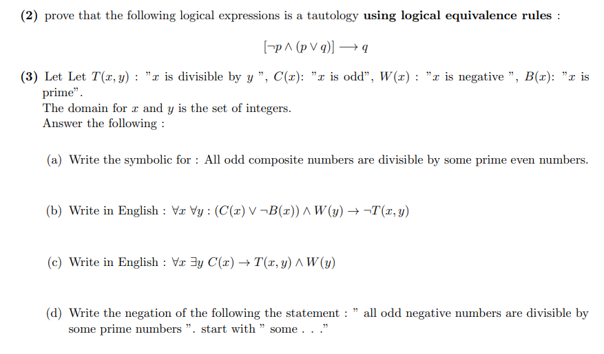 Solved (2) prove that the following logical expressions is a | Chegg.com
