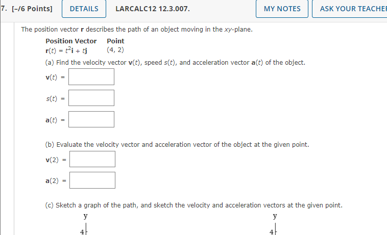 Solved The position vector r describes the path of an object | Chegg.com
