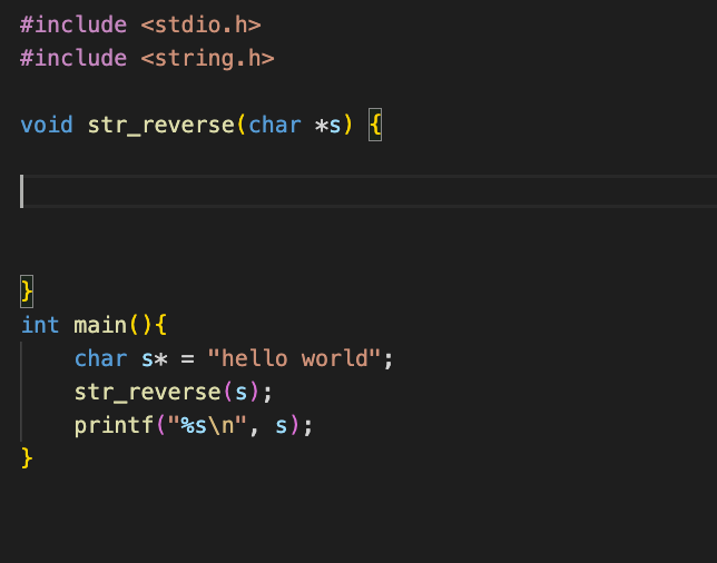 Solved #include #include void str_reverse(char *s) { } int | Chegg.com