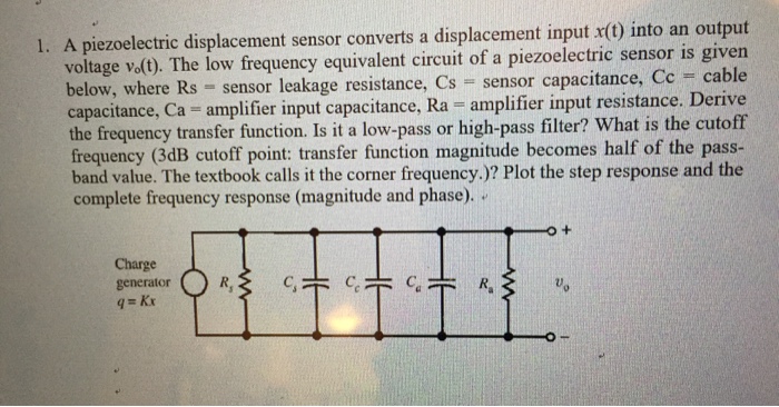 Solved 1. A piezoelectric displacement sensor converts a | Chegg.com