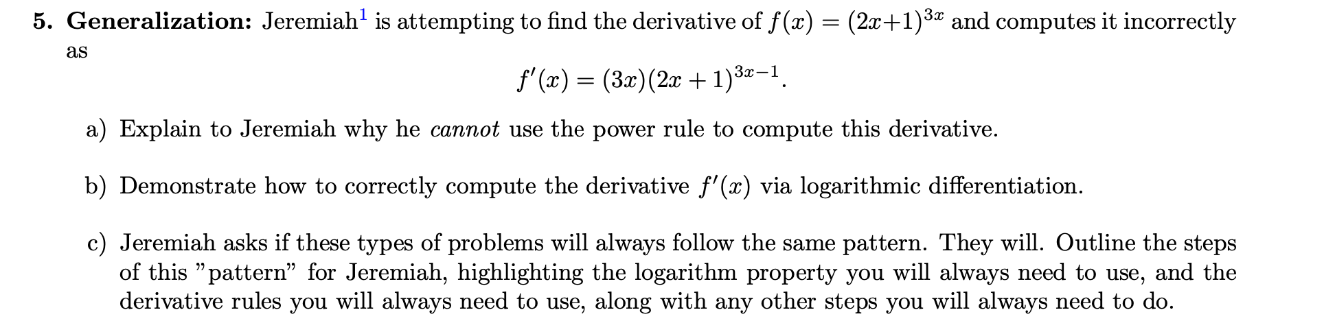Solved Generalization: Jeremiah 1 is attempting to find the | Chegg.com