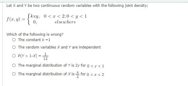 Solved Let X and Y be two continuous random variables with | Chegg.com