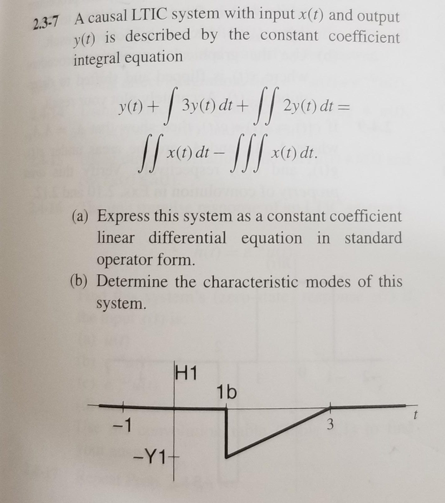 Solved 3.7 A causal LTIC system with input x(t) and output | Chegg.com