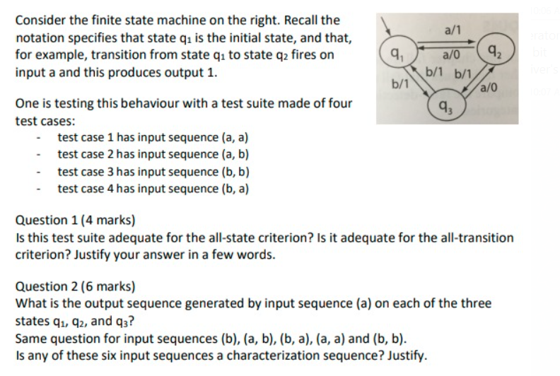 Consider the finite state machine on the right. | Chegg.com