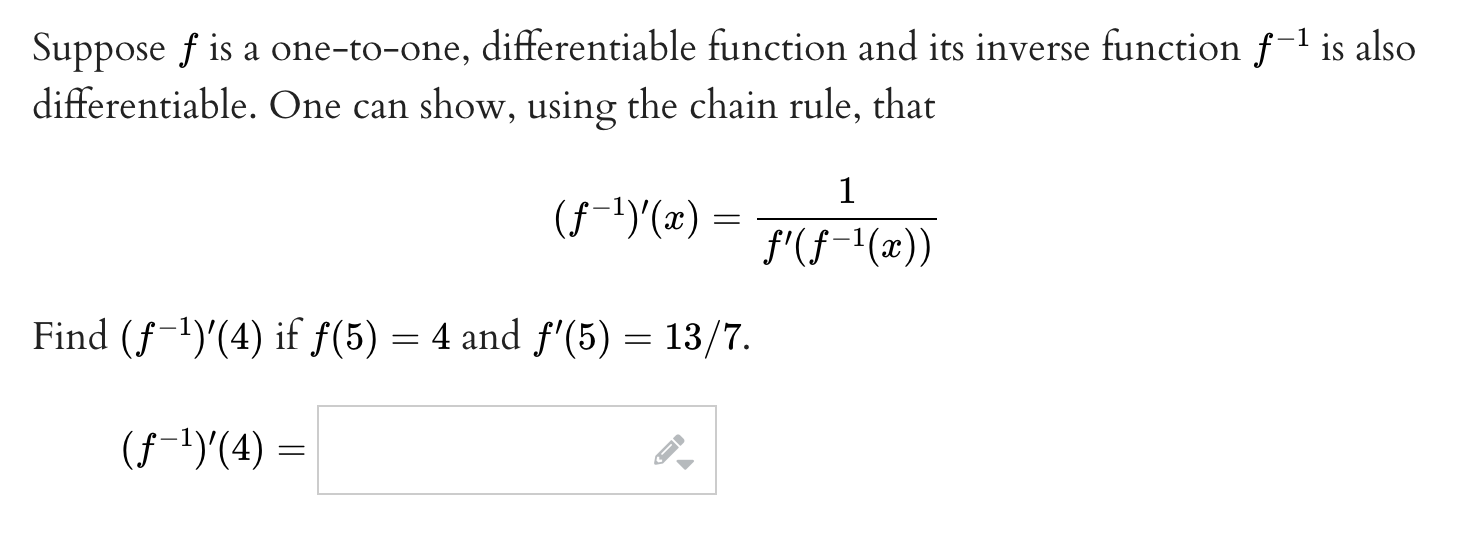 Solved Suppose f is a one-to-one, differentiable function | Chegg.com
