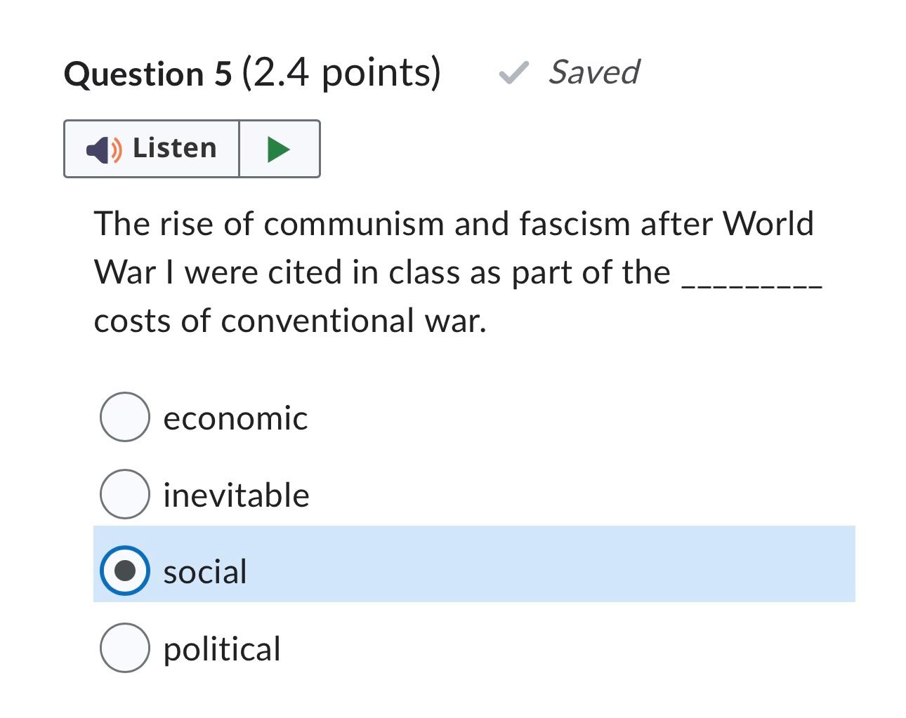 The rise of communism and fascism after World War I | Chegg.com