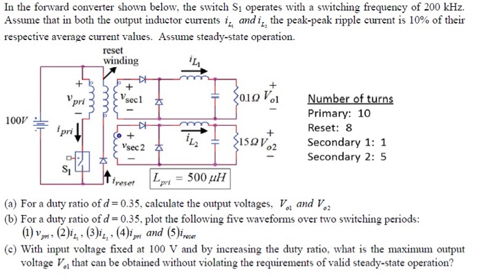 Solved In the forward converter shown below, the switch S1 | Chegg.com