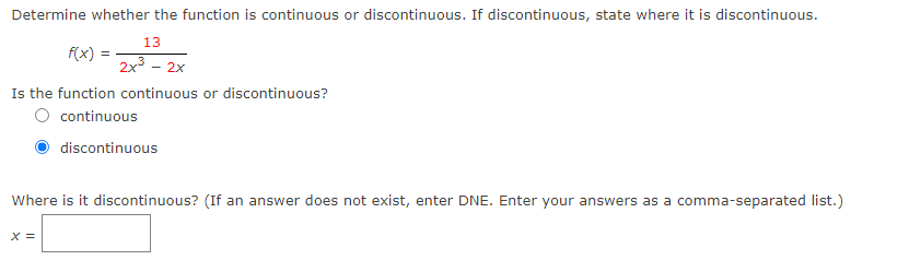 Solved Determine whether the function is continuous or | Chegg.com