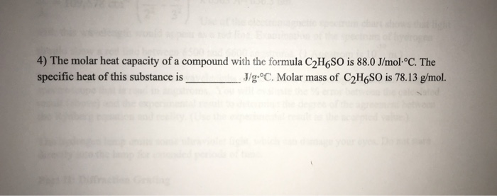 Solved 4) The molar heat capacity of a compound with the | Chegg.com