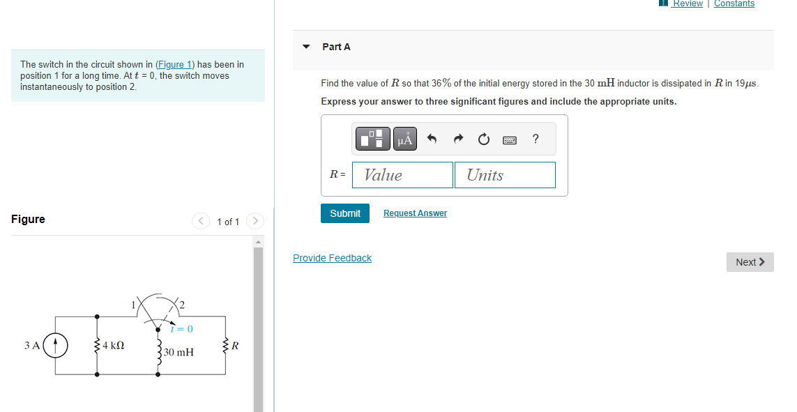 Solved The switch in the circuit shown in has been in | Chegg.com