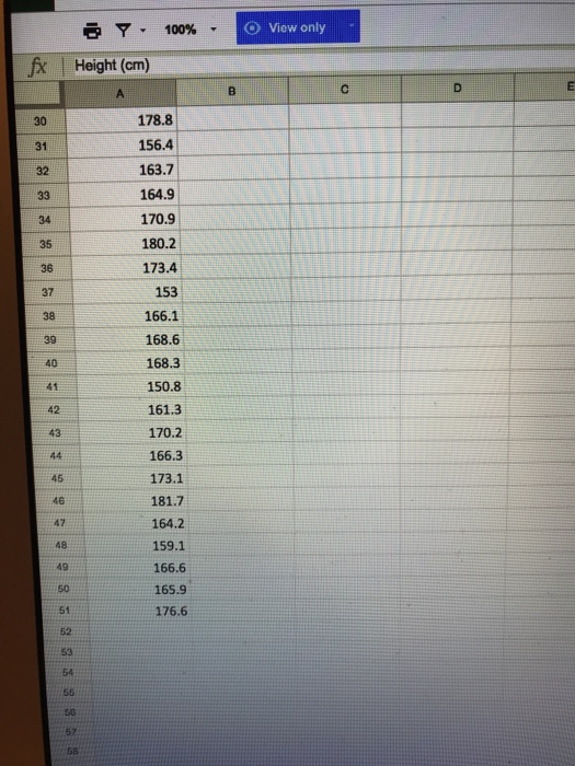 Solved E. Height 9 ☆e. File Edit View Insert Format Data | Chegg.com