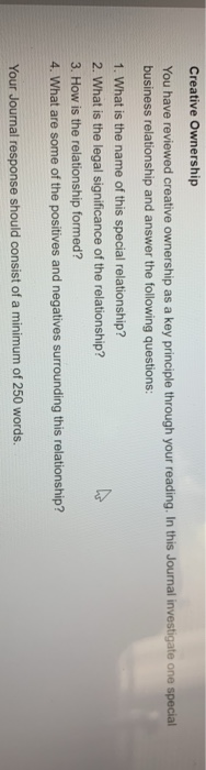 Solved Creative Ownership You have reviewed creative | Chegg.com