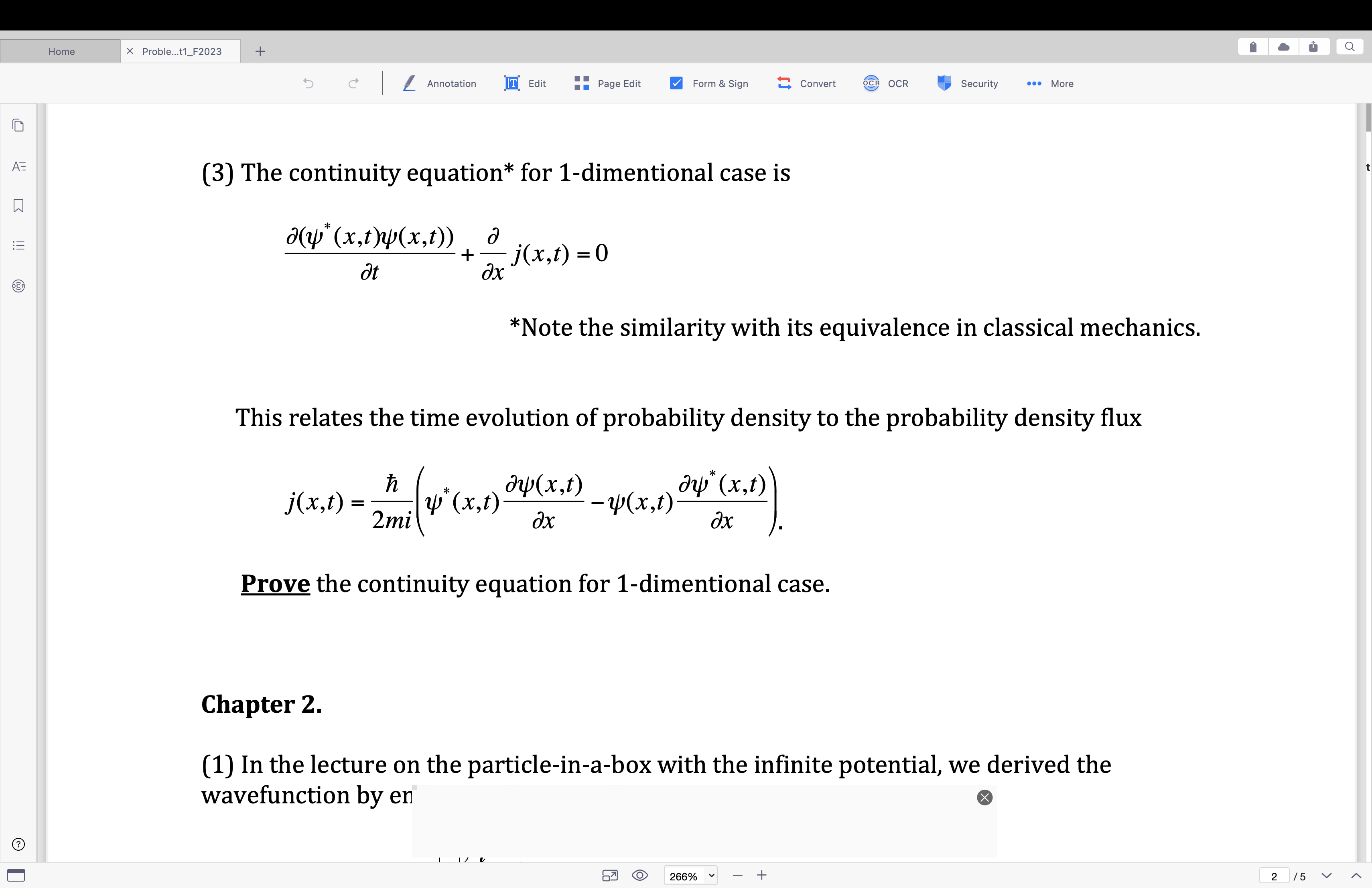 Solved (3) The continuity equation* for 1-dimentional case | Chegg.com