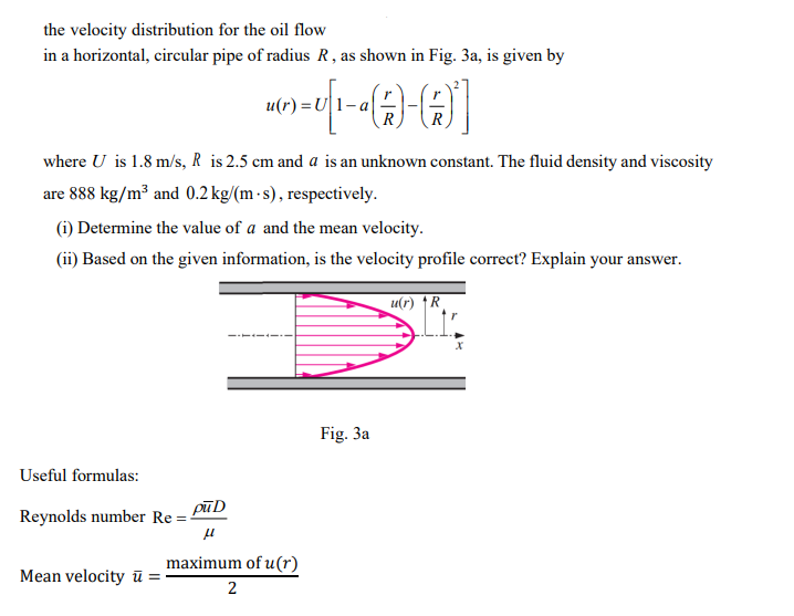 Solved the velocity distribution for the oil flow in a | Chegg.com