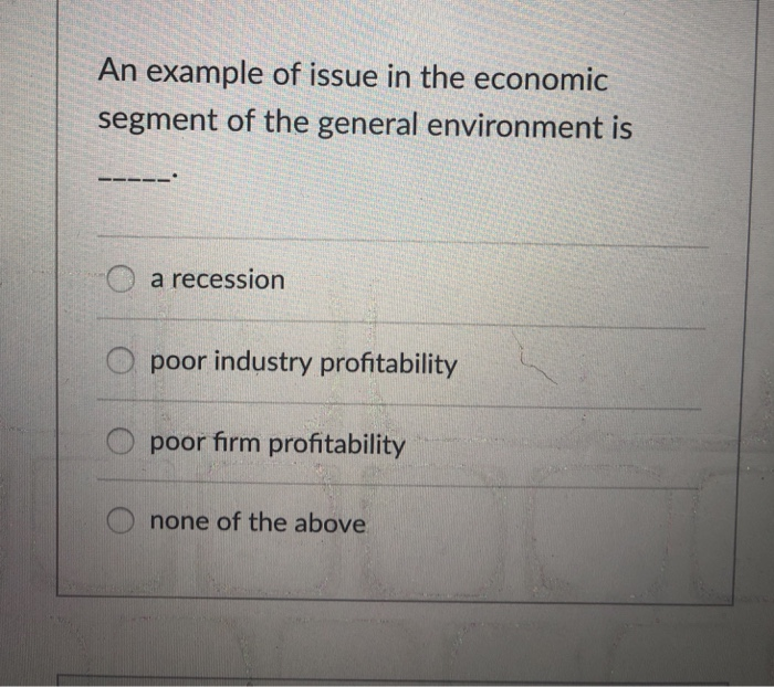 Solved An example of issue in the economic segment of the | Chegg.com