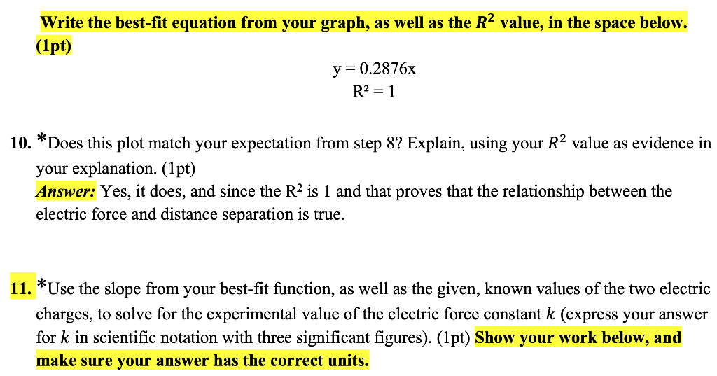Solved Write the best-fit equation from your graph, as well | Chegg.com