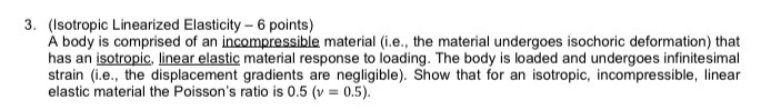Solved 3. (Isotropic Linearized Elasticity 6 points) A body | Chegg.com