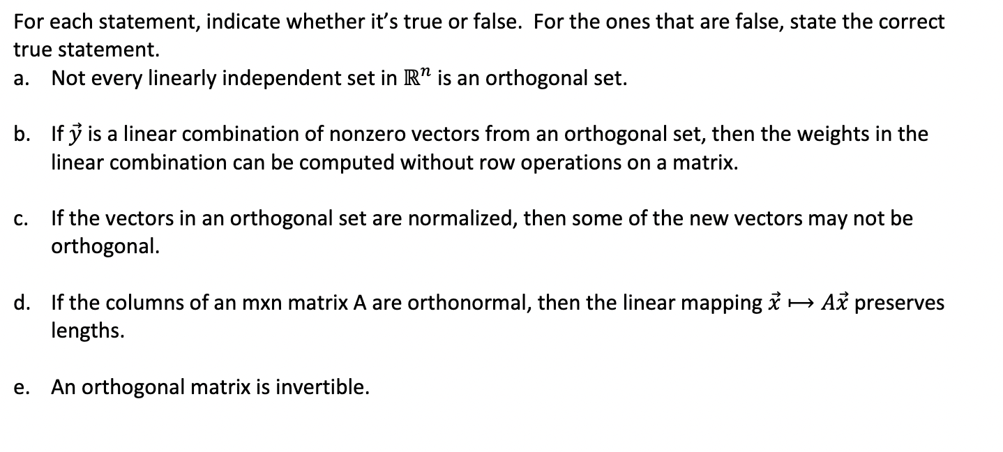 Solved For each statement, indicate whether it's true or | Chegg.com