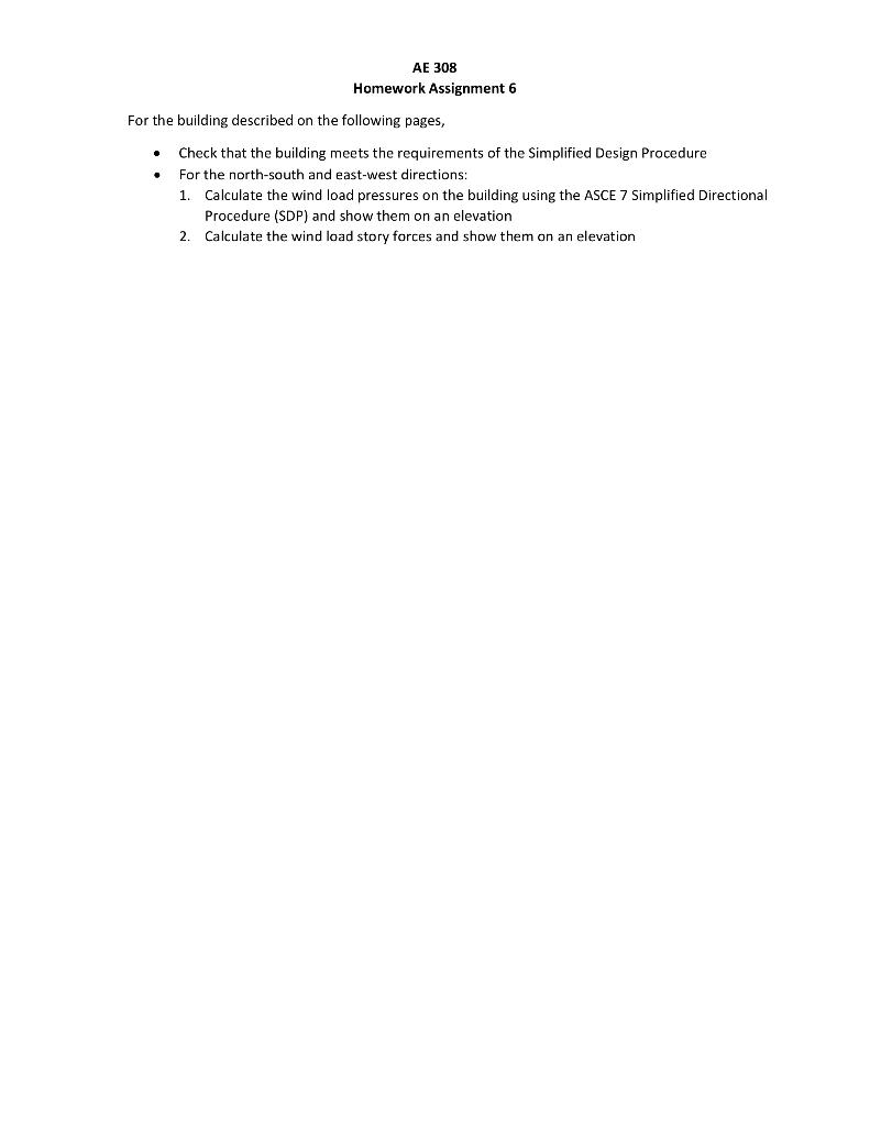 AE 308 Homework Assignment 6 For the building | Chegg.com