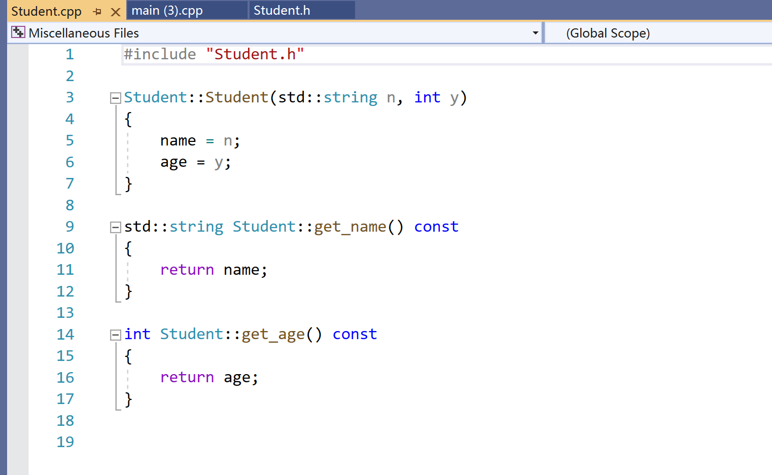 Solved C++ Use the providing main.cpp, Student.h, | Chegg.com
