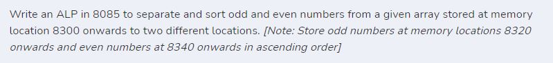 Solved Write a mnemonic code that can be run on 8085 | Chegg.com