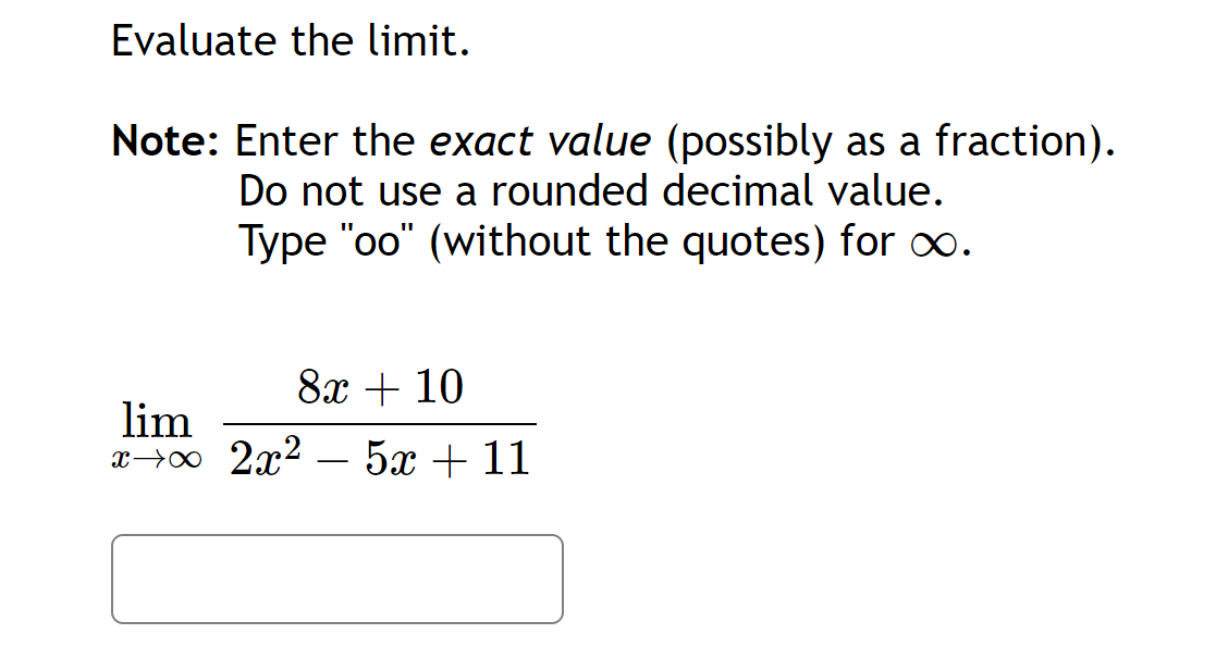 Solved Evaluate the limit. Note: Enter the exact value | Chegg.com