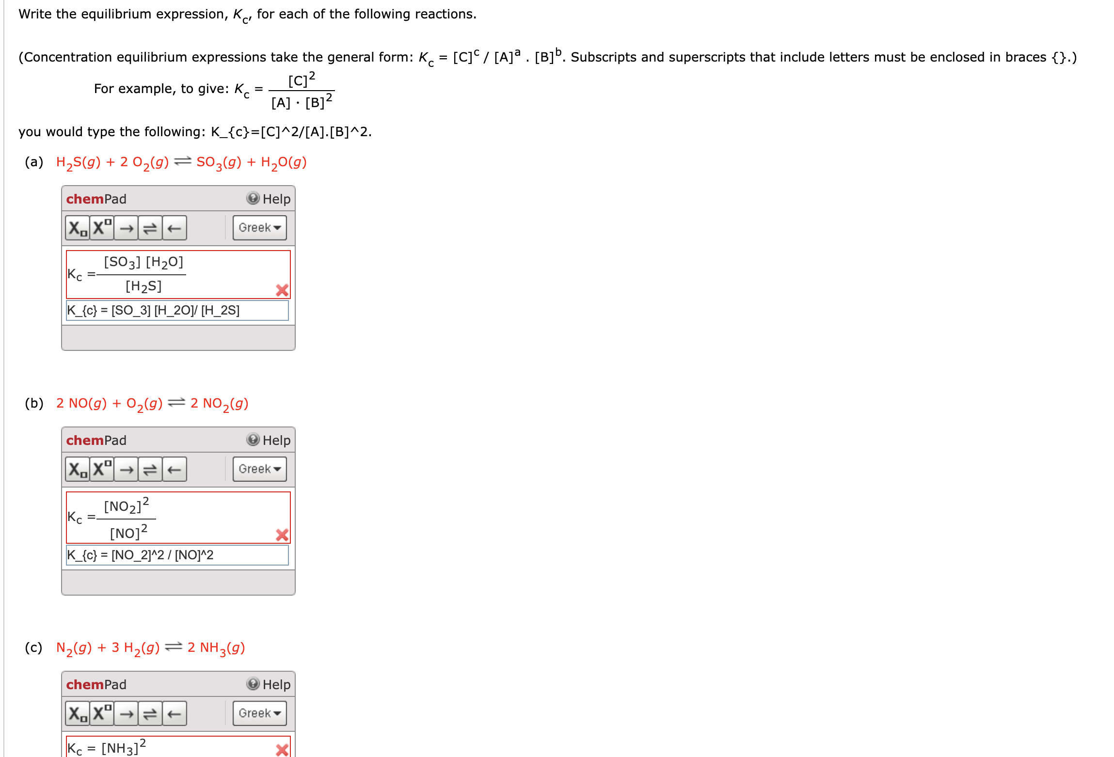 Solved Write the equilibrium expression, Kc′ for each of the | Chegg.com