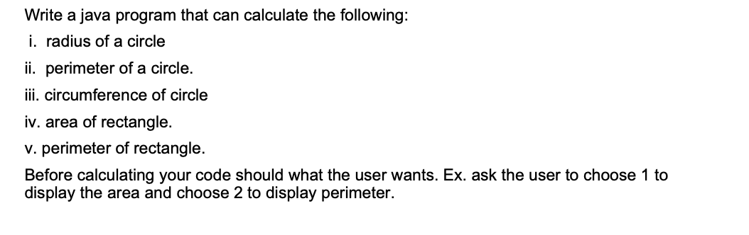 Solved Write a java program that can calculate the | Chegg.com