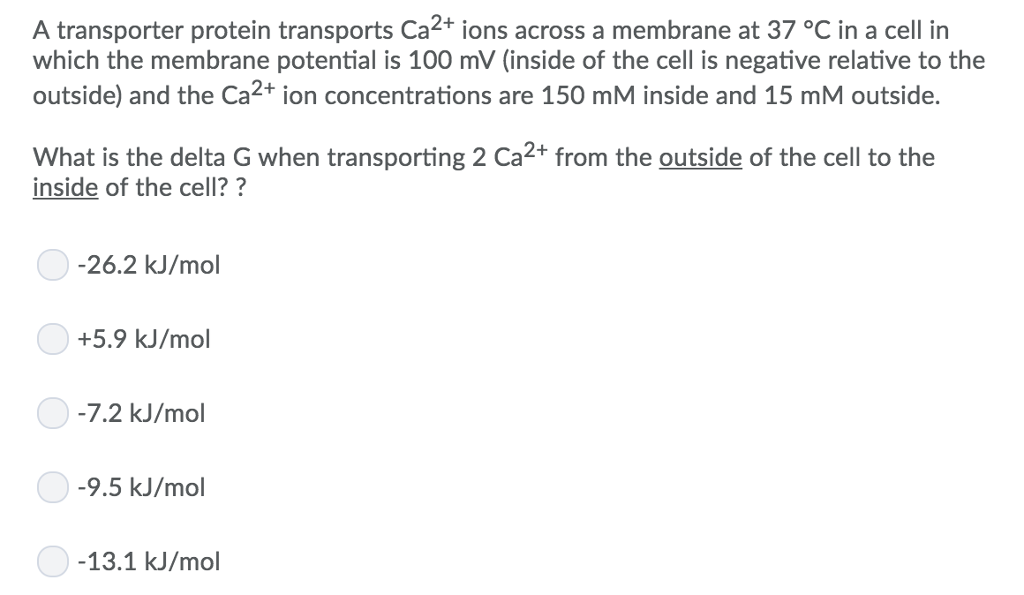 Solved A transporter protein transports Ca2+ ions across a | Chegg.com