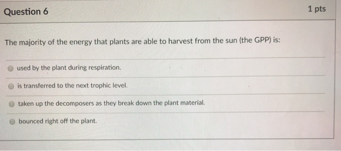 Solved Question 6 1 pts The majority of the energy that | Chegg.com