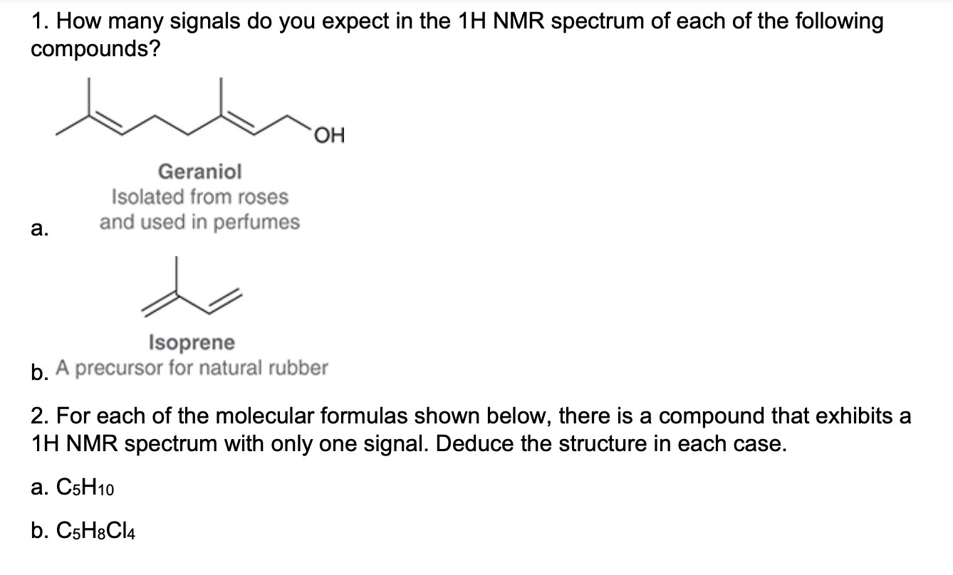 Solved 1. How many signals do you expect in the 1H NMR | Chegg.com