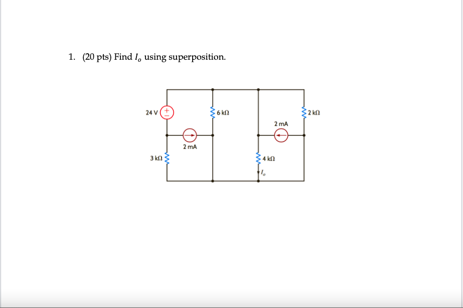 Solved 1. (20 pts) Find Io using superposition. | Chegg.com