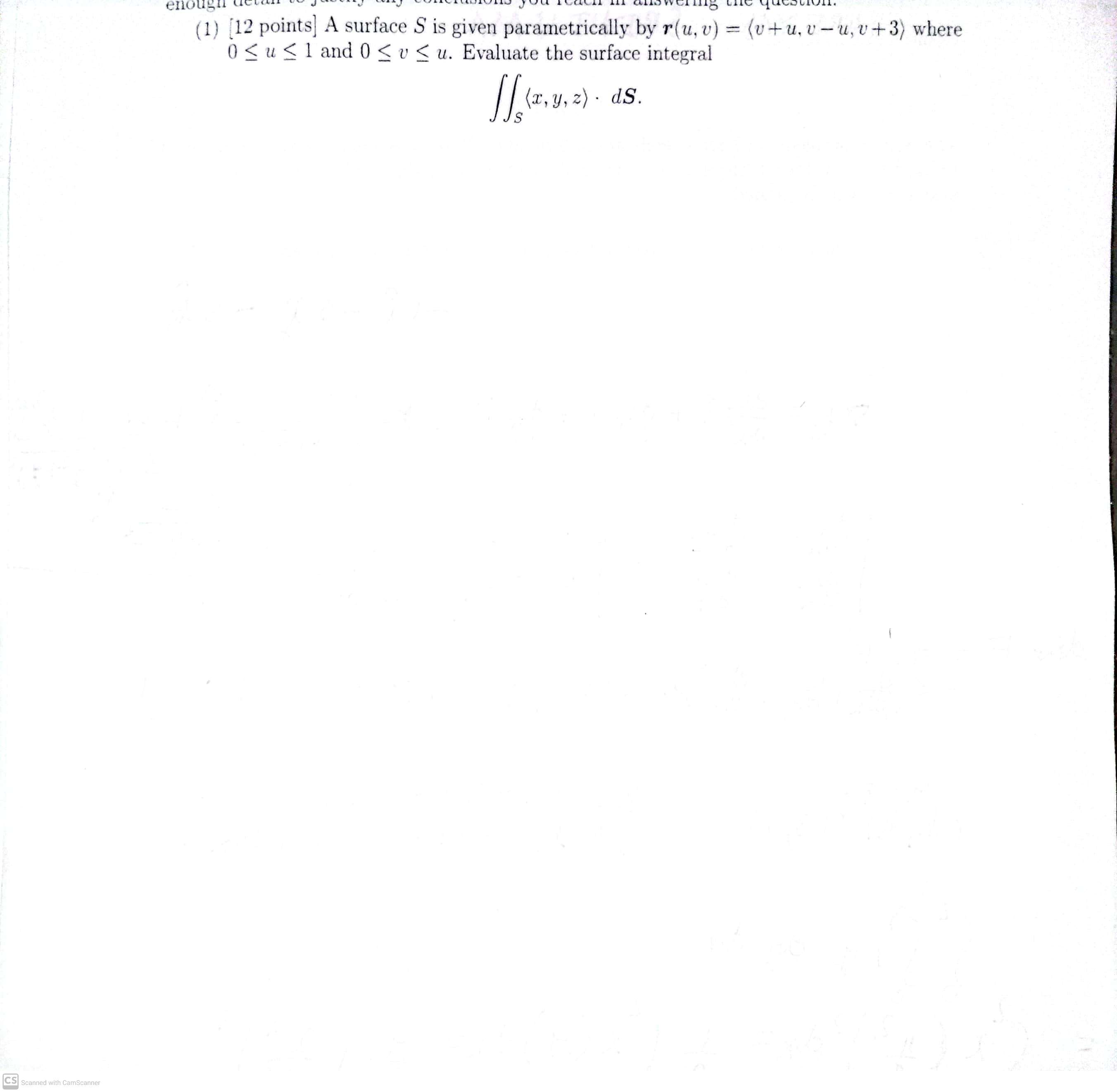 Solved (1) [12 points] A surface S is given parametrically | Chegg.com