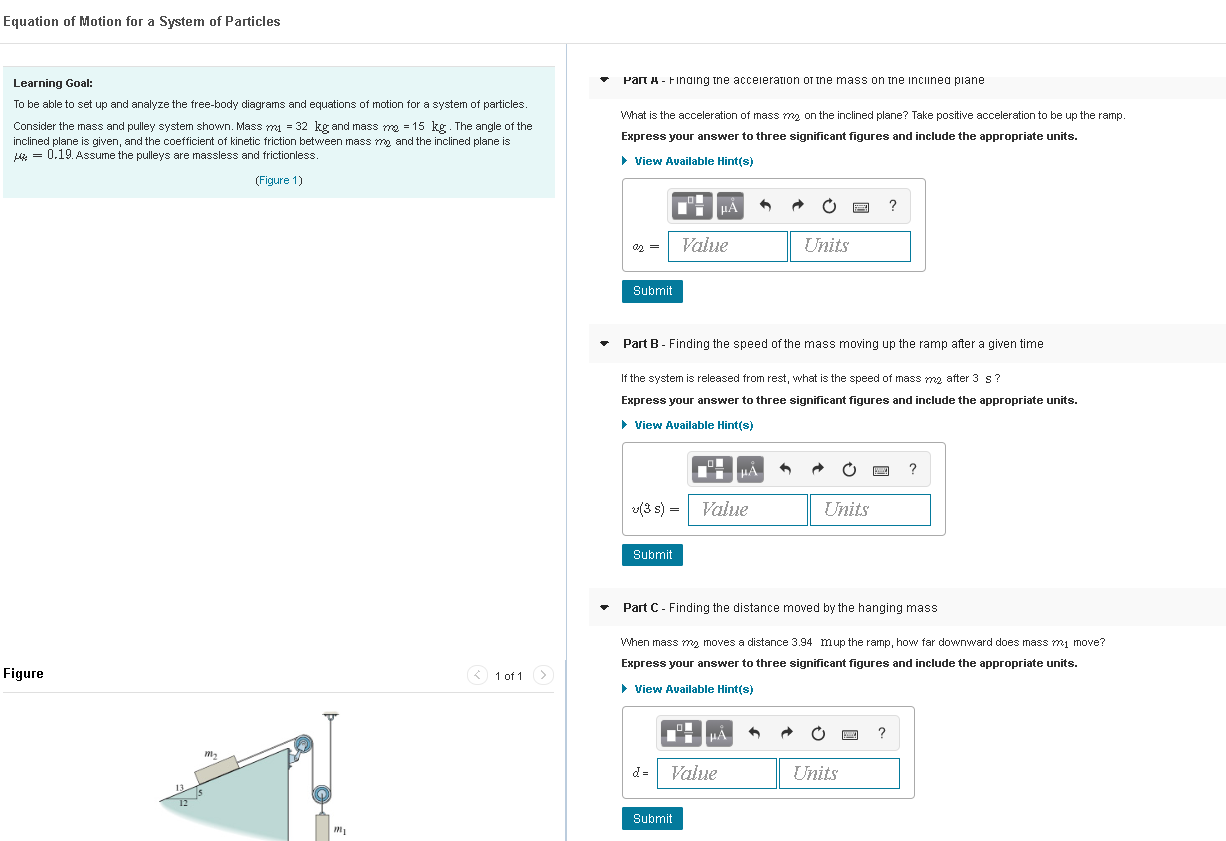 Solved Equation of Motion for a System of Particles Pan A - | Chegg.com