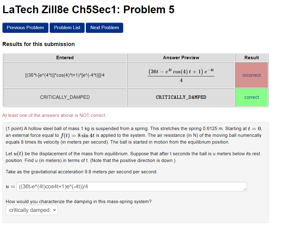 Solved LaTech Zill8e Ch5Sec1: Problem 5 Results for this | Chegg.com