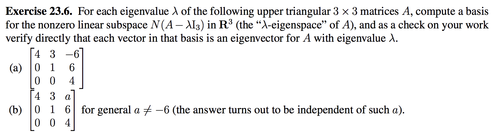 Solved Exercise 236 For Each Eigenvalue λ Of The Following