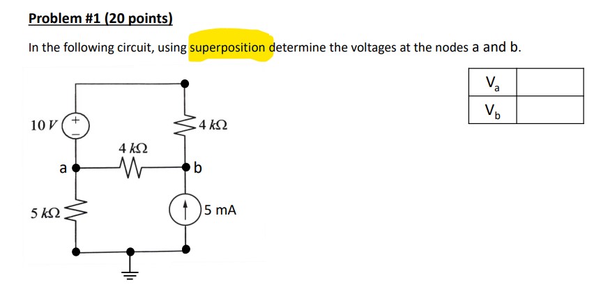Solved In the following circuit, using superposition | Chegg.com